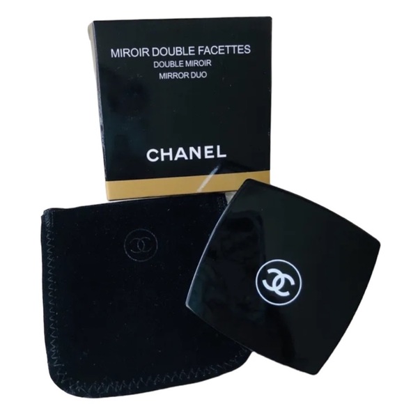 CHANEL | Accessories | Nib Chanel Black Double Mirror With Velvet Cover ...